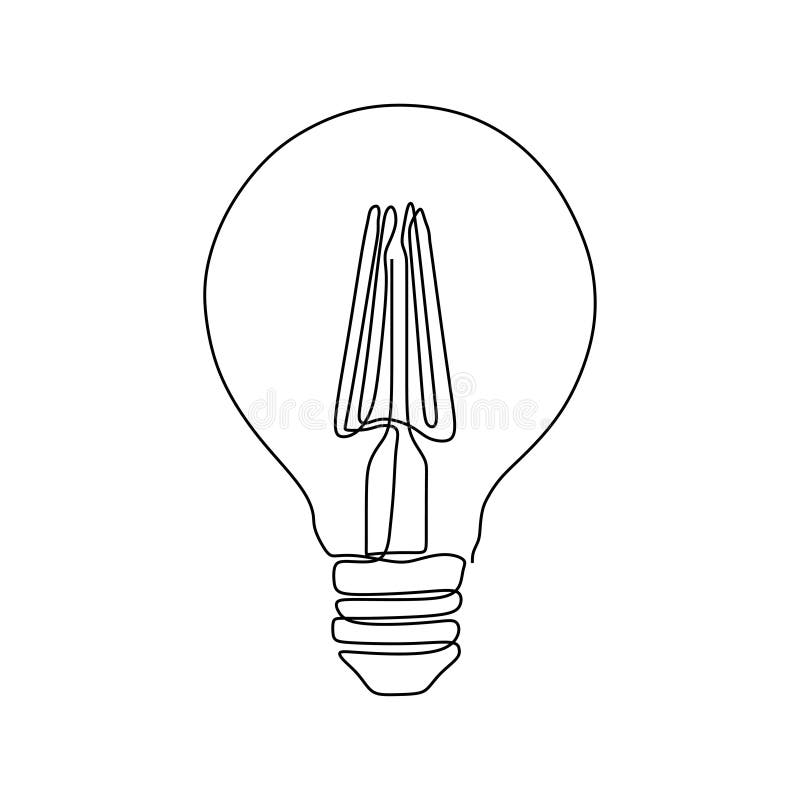 One Line Drawing Light Bulb Symbol Idea And Creativity Isolated On ...