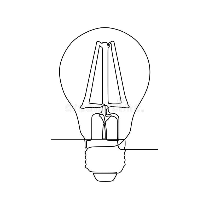 One Line Drawing Light Bulb Symbol Idea and Creativity Isolated on ...