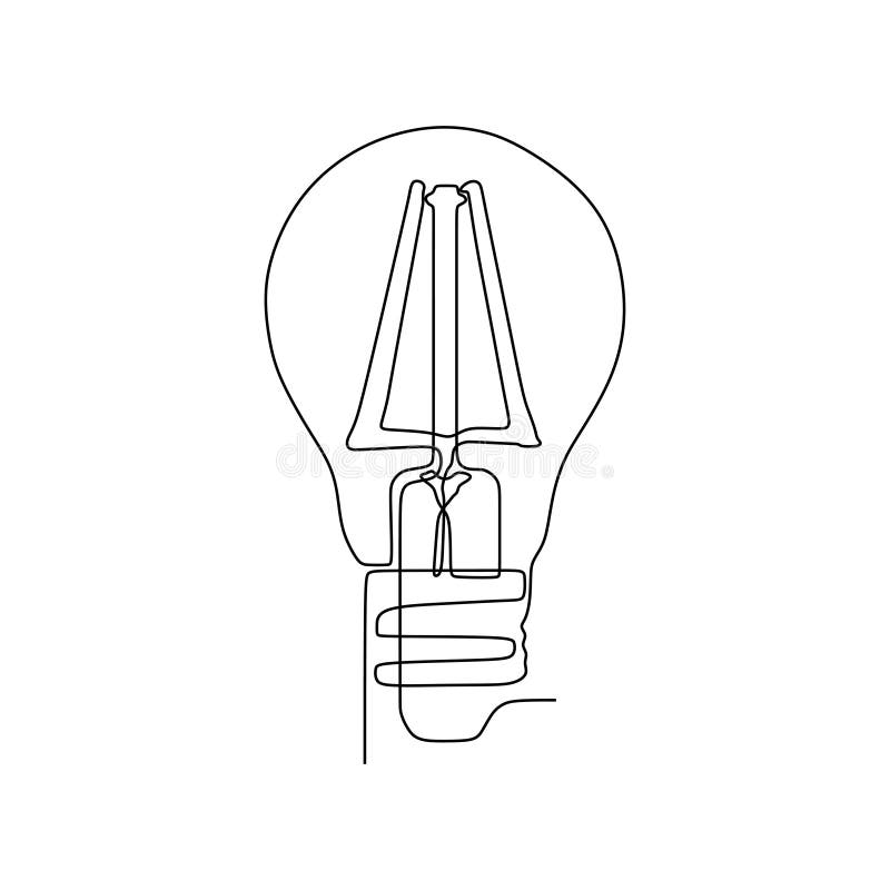 One Line Drawing Light Bulb Symbol Idea and Creativity Isolated on ...