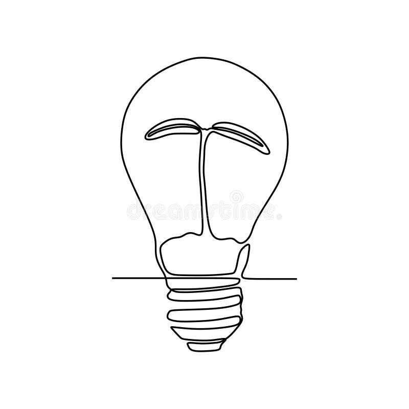 One Line Drawing Light Bulb Symbol Idea and Creativity Isolated on ...