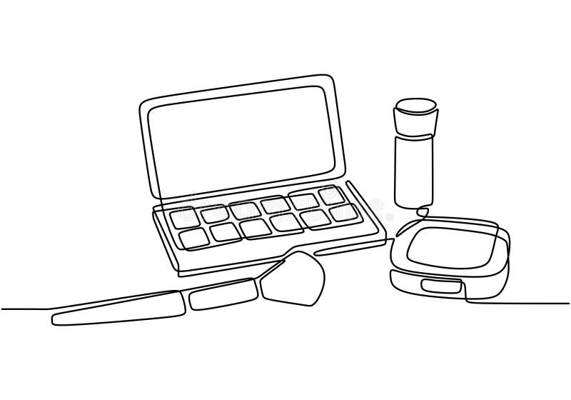 One Line Drawing of Makeup Tools. Highlights the Essentials of Beauty ...