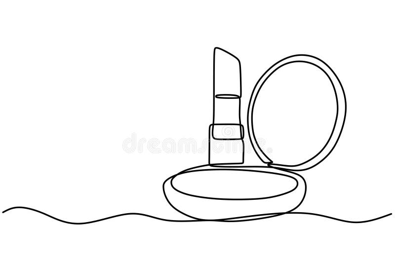 One Line Drawing of Makeup Tools. Represents Beauty and Creativity in a ...