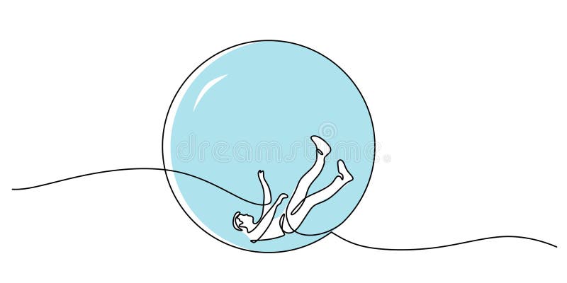 One Line Drawing of a Man Inside a Large Ball, Symbolizing ...