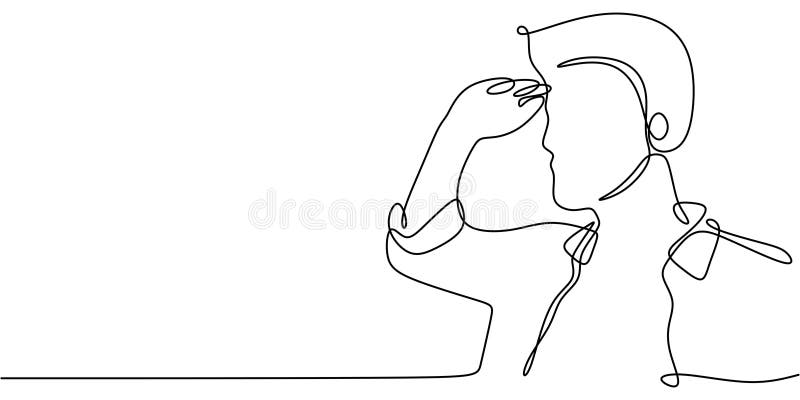 One Line Drawing of a Man in a Respectful Pose, Symbolizing Honor ...