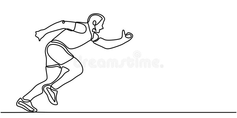 One Line Drawing of a Man in a Running Posture, Highlighting Energy and ...