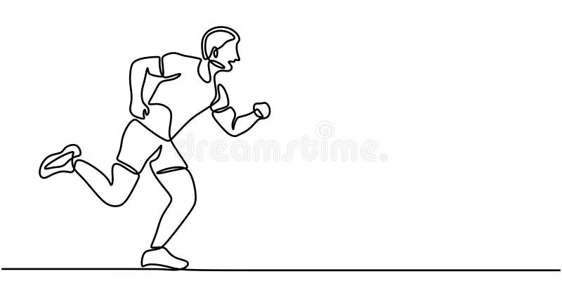 One Line Drawing of a Man Sprinting Forward, Capturing Athleticism and ...