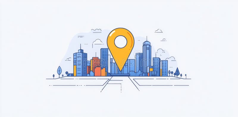 One Line Drawing of a Map Pin on a Background with a Continuous Line ...