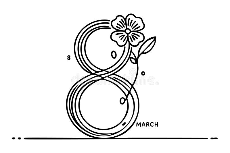 One Line Drawing of March 8, Women S Day. Vector Illustration. Stock ...