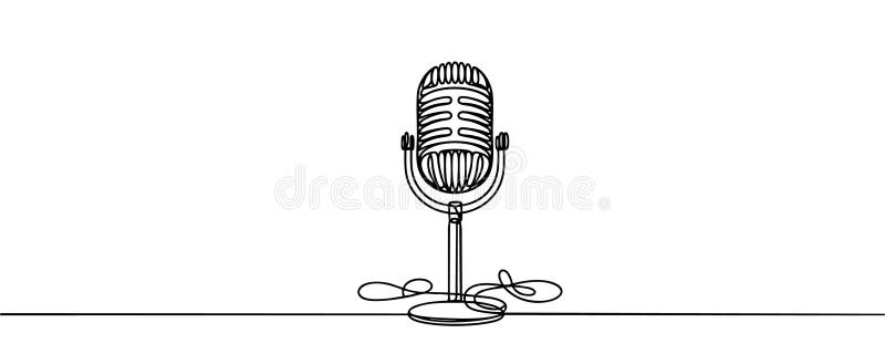 One-line Drawing of a Microphone. Cord Microphone in Simple Linear ...