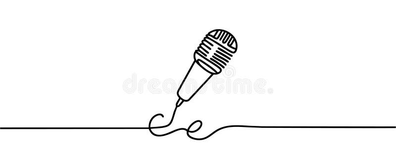 One-line Drawing of a Microphone. Cord Microphone in Simple Linear ...