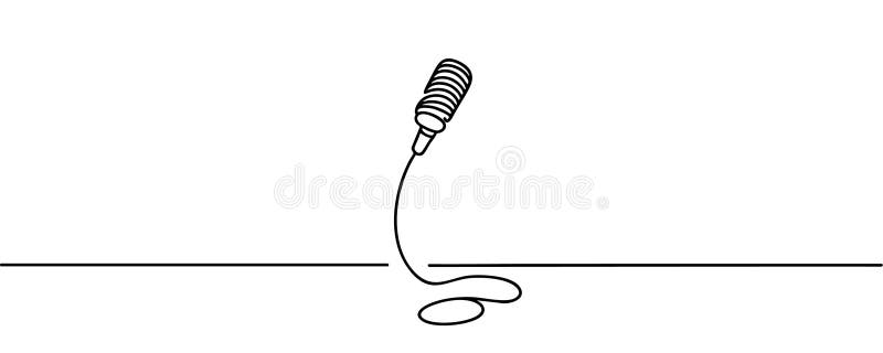 One-line Drawing of a Microphone. Cord Microphone in Simple Linear ...