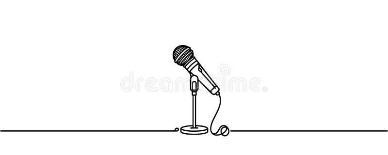 One-line Drawing of a Microphone. Cord Microphone in Simple Linear ...