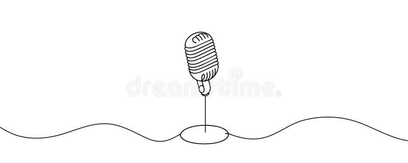 One-line Drawing of a Microphone. Cord Microphone in Simple Linear ...