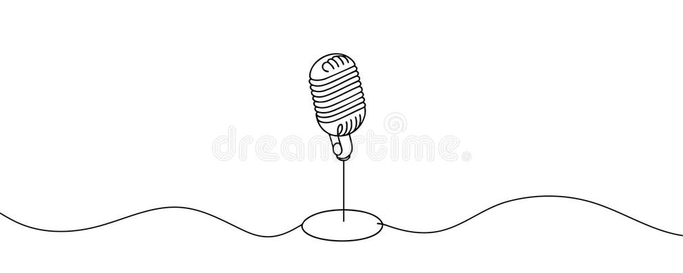 One-line Drawing of a Microphone. Cord Microphone in Simple Linear ...