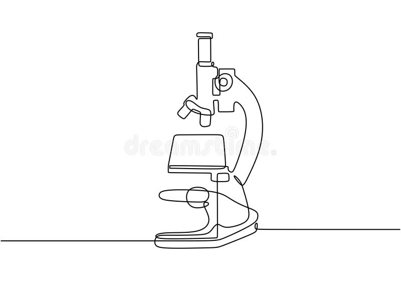 One Line Drawing Microscope. Vector Illustration Laboratory Equipment ...