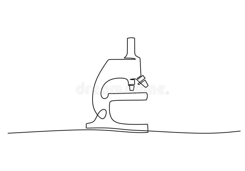 One Line Drawing Microscope. Vector Illustration Laboratory Equipment ...