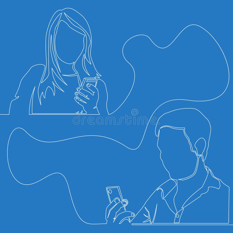 One Line Drawing Mobile Communication Concept Stock Vector ...