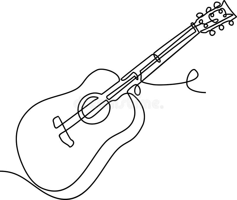 One Line Drawing of a Musical Stringed Guitar Instrument Isolated on ...