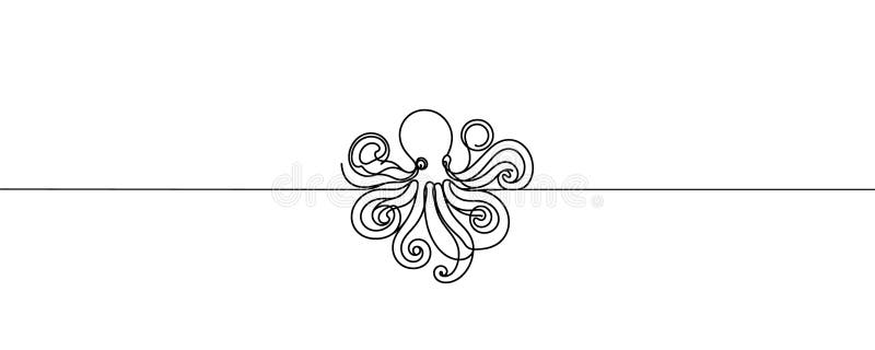 One Line Drawing of an Octopus. Vector Illustration in One Line Style ...