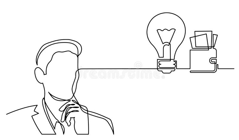 One Line Drawing of Person Thinking Solving Problems Finding Solutions ...