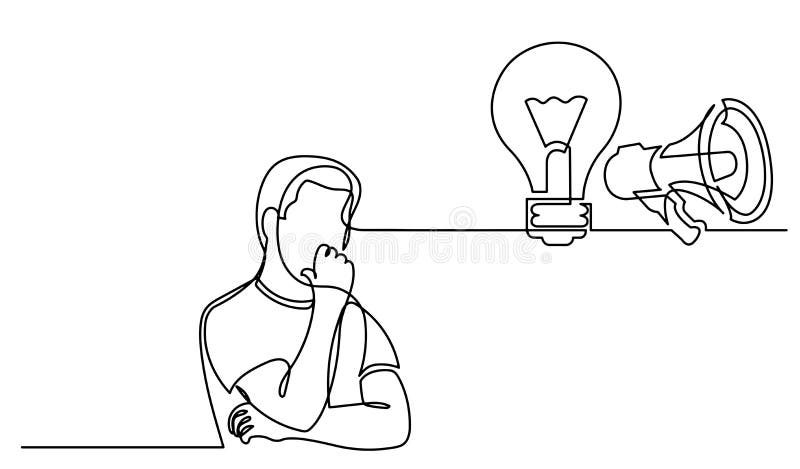 One Line Drawing of Person Thinking Solving Problems Finding Solutions ...