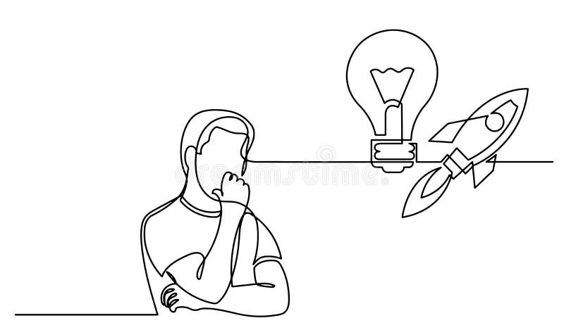 One Line Drawing of Person Thinking Solving Problems Finding Solutions ...