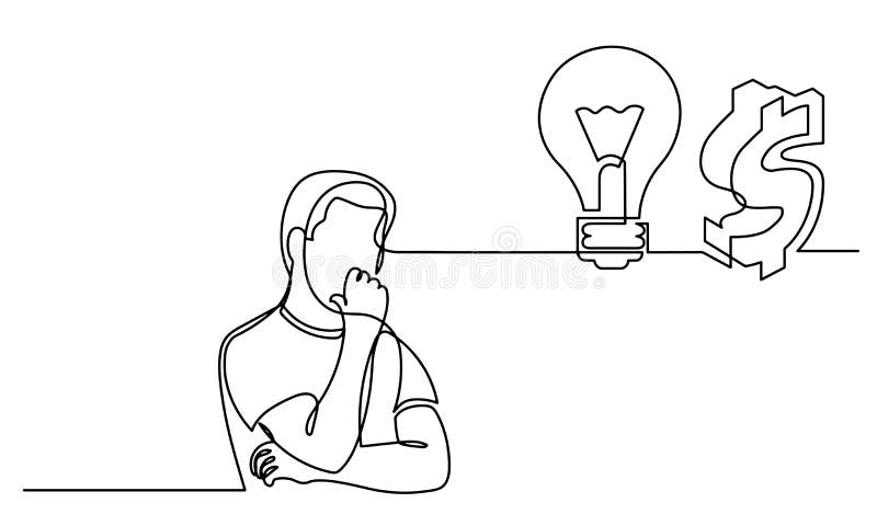 One Line Drawing of Person Thinking Solving Problems Finding Solutions ...