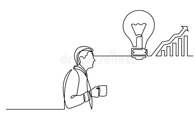 One Line Drawing of Person Thinking Solving Problems Finding Solutions ...