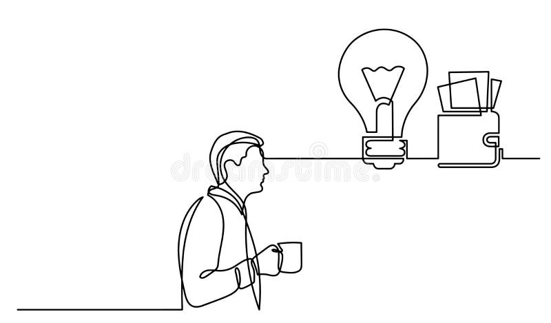 One Line Drawing of Person Thinking Solving Problems Finding Solutions ...