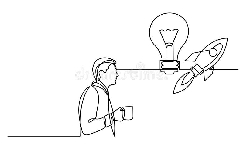 One Line Drawing of Person Thinking Solving Problems Finding Solutions ...