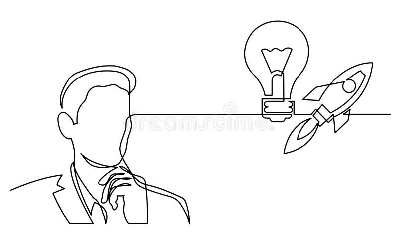 One Line Drawing of Person Thinking Solving Problems Finding Solutions ...