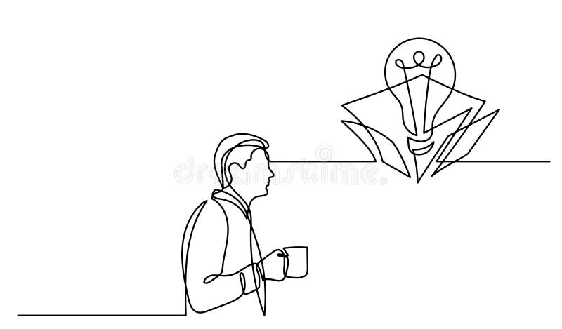 One Line Drawing of Person Thinking Solving Problems Finding Solutions ...