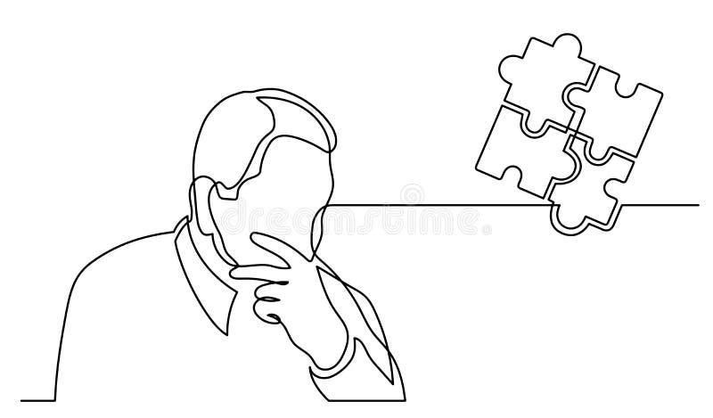 One Line Drawing of Person Thinking Solving Problems Finding Solutions ...
