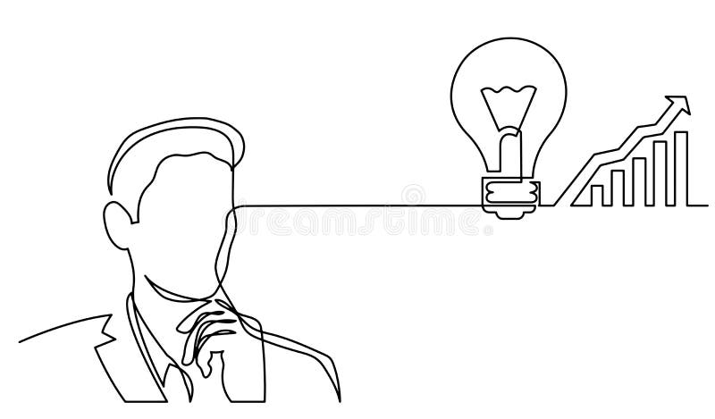 One Line Drawing of Person Thinking Solving Problems Finding Solutions ...
