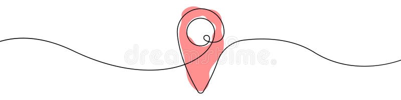 One Line Drawing Pin Location Vector.Geolocation Single Line Vector ...