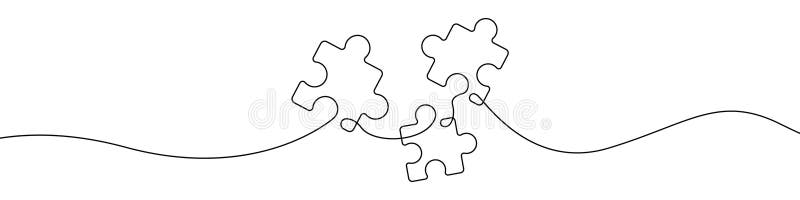 One Line Drawing Puzzle Vector. Puzzle Single Line Vector Linear Icon ...