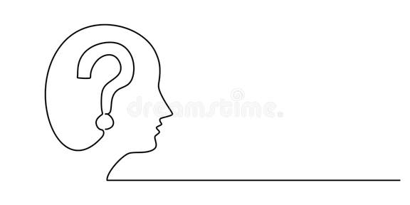 One Line Drawing of a Question Mark Inside a Head, Clean Design for ...