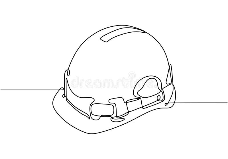 One Line Drawing of a Safety Helmet, Representing Workplace Safety and ...