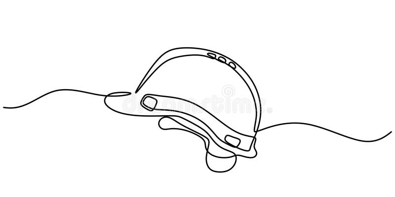 One Line Drawing of a Safety Helmet, Representing Workplace Safety and ...
