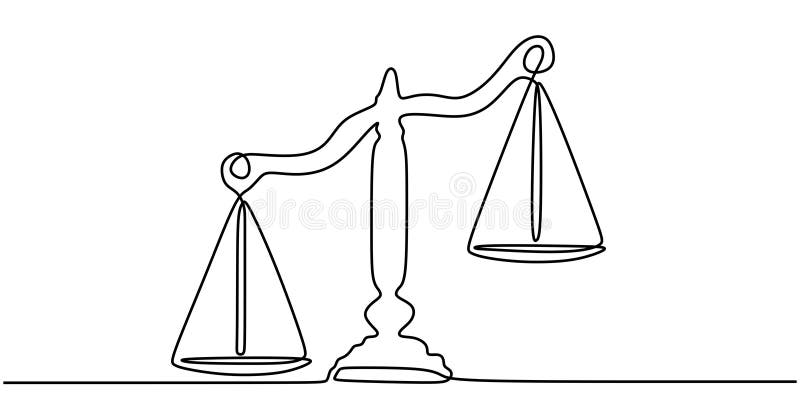 One Line Drawing of a Scale of Justice, Simple Design Representing ...