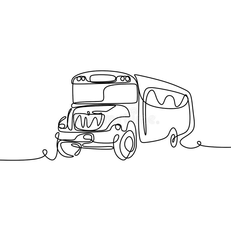 One Line Drawing of School Bus. Single Continuous Line Drawing Back To ...