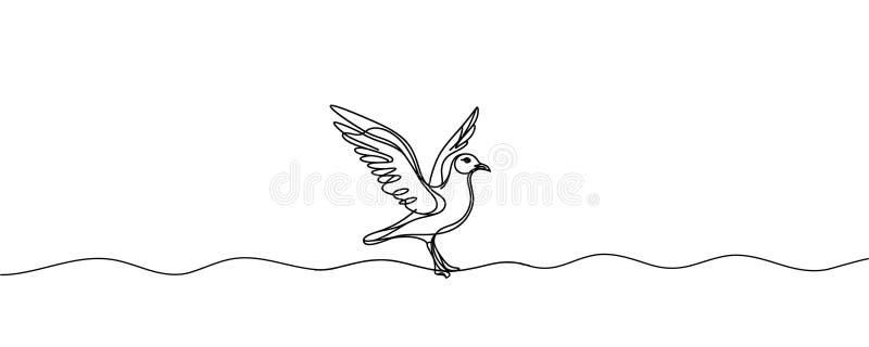 One Line Drawing of a Seagull. Continuous Line Drawing Graphic ...