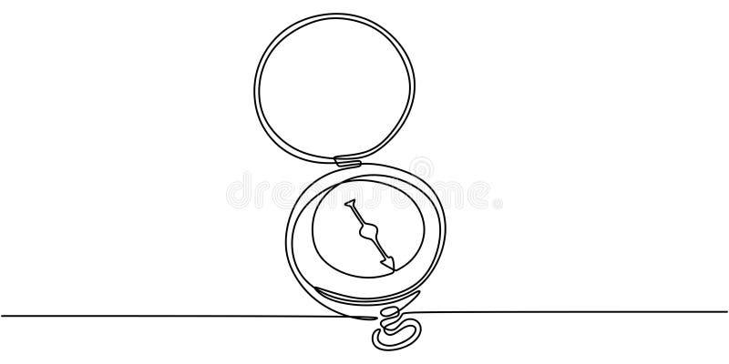 One Line Drawing of a Simple Compass. Symbolizing Exploration, Vintage ...