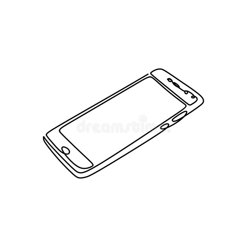One Line Drawing of Smartphone Vector Illustration Technology Object ...
