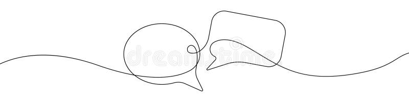 One Line Drawing Speech Bubble Vector. Communication Chat Messenger ...