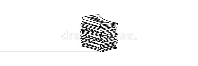 One Line Drawing of a Stack of News Newspapers. Vector Illustration ...