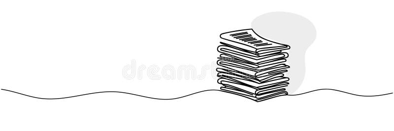 One Line Drawing of a Stack of News Newspapers. Vector Illustration ...