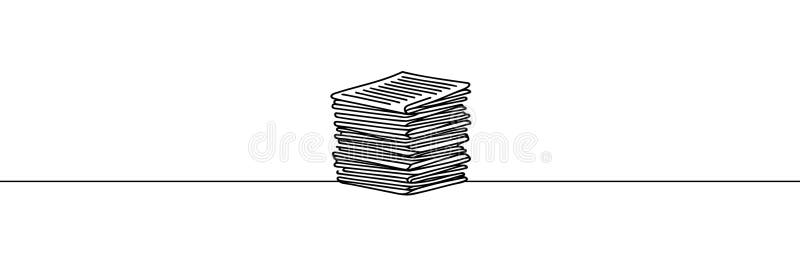 One Line Drawing of a Stack of News Newspapers. Vector Illustration ...