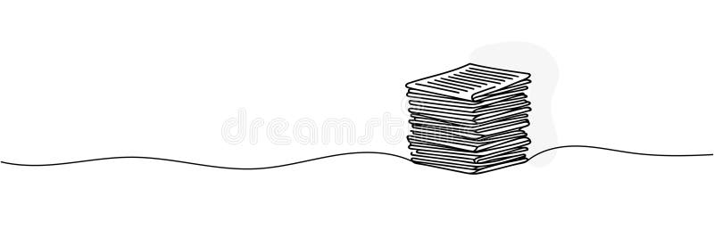 One Line Drawing of a Stack of News Newspapers. Vector Illustration ...