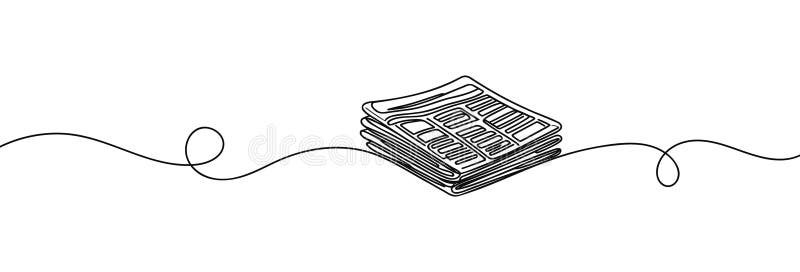 One Line Drawing of a Stack of News Newspapers. Vector Illustration ...
